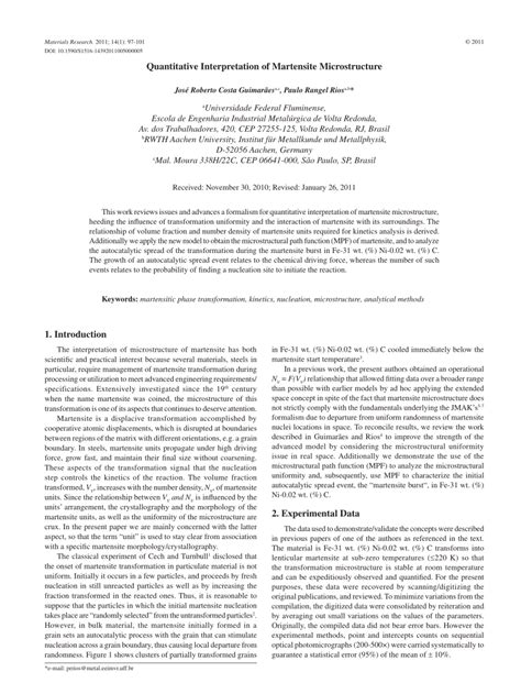 Pdf Quantitative Interpretation Of Martensite Microstructure