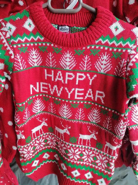 Коледни топли пуловери Блузка суитчер Универсално 140 см 146 см 152 см Червено Бебешки