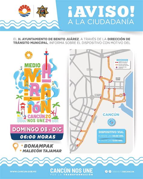Informa TrÁnsito Municipal Dispositivo Vial Por Medio MaratÓn De CancÚn”