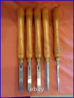 Vintage Set Of Shamrock W Marples Son Wood Turning Lathe Chisels Set No
