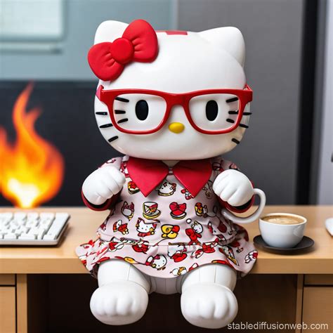 Hello Kitty In An Office Fire Stable Diffusion Online