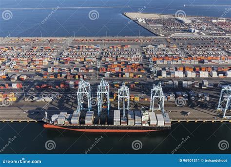 Aerial View Port Of Los Angeles Cargo Containers Editorial Photo Image Of Editorial Import