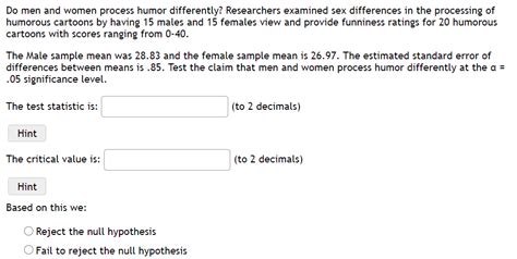 Solved Researchers Examined Sex Differences In The Chegg Com