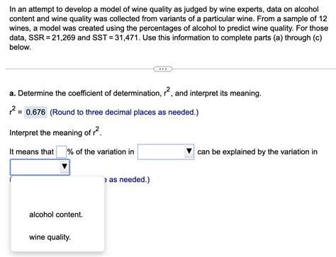 Solved In An Attempt To Develop A Model Of Wine Quality As Chegg