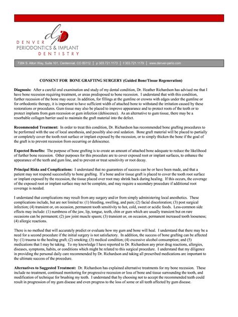 Fillable Online Consent For Bone Grafting Surgery Guided Bonetissue Fax Email Print