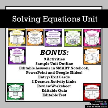 Solving Equations Bundle By Bringing MORE Fun To Math Class TpT