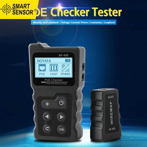 SMART SENSOR Multi Functional LCD Network Cable Tester PoE Checker Inline PoE Voltage And