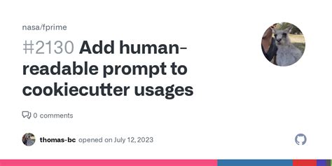 add human readable prompt to cookiecutter usages · issue 2130 · nasa