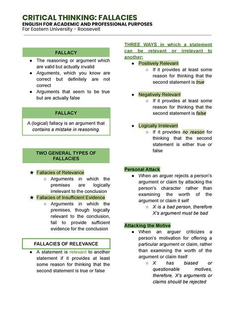 Critical Thinking Fallacies CRITICAL THINKING FALLACIES ENGLISH FOR ACADEMIC AND PROFESSIONAL