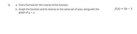 Solved A Find A Formula For The Inverse Of The Function Chegg Com