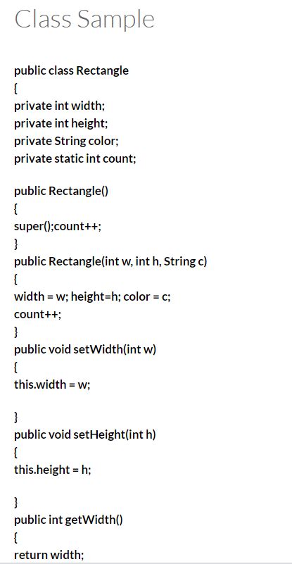 Solved Write A Class Called Box That Contains Instance Data