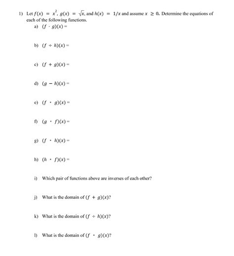 solved 1 let f x x {2} g x sqrt{x} and