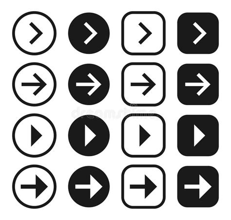 Arrow Button Icon Collection Menu Navigation Pointer Symbol Set Next Indicator Sign Simple