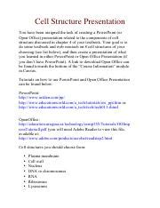 Cell Structure Lab Pdf Cell Structure Presentation You Have Been Assigned The Task Of Creating