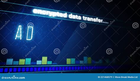 Animation Of Encrypted Data Transfer Flashing Digital Interface Stock