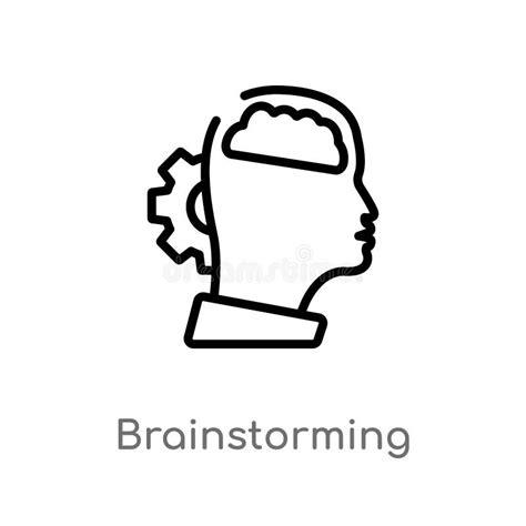 Outline Brainstorming Vector Icon Isolated Black Simple Line Element Illustration From Creative