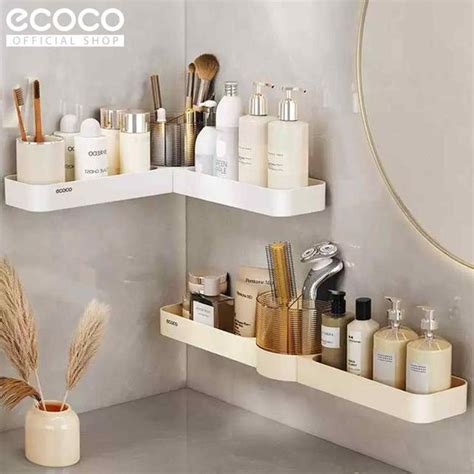 Jual Ecoco Rotating Corner Shelf Rak Sudut Kamar Mandi Rak Penyimpanan Segita Yang Dapat