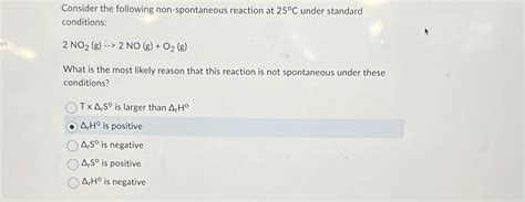 Solved Consider The Following Non Spontaneous Reaction At Solved Consider The Following Non Spontaneous Reaction At