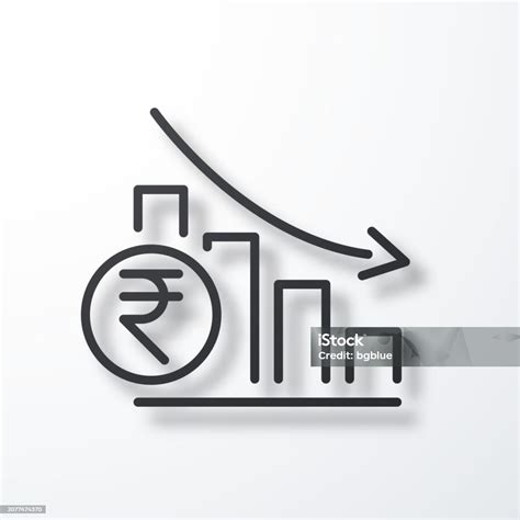 인도 루피 환율 하락 차트 흰색 배경에 그림자가 있는 선 아이콘 0명에 대한 스톡 벡터 아트 및 기타 이미지 0명 3차원 형태 가격 Istock