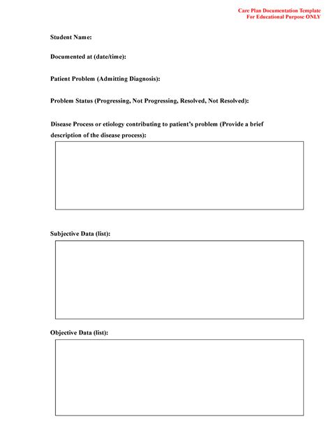 Clinicalcareplantemplate Care Plan Documentation Template For