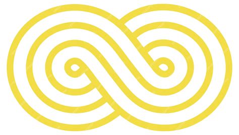 루프 모션 기호입니다 인피니티 로고 노란색 선 뫼비우스 모양 프리미엄 벡터