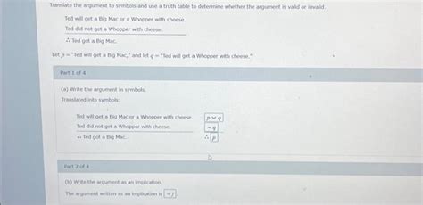 Solved Translate The Argument To Symbols And Use A Truth