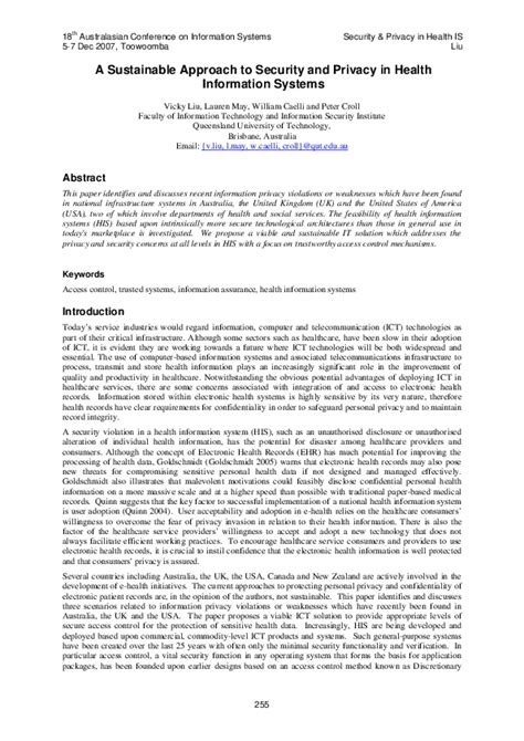 Pdf A Sustainable Approach To Security And Privacy In Health Information Systems
