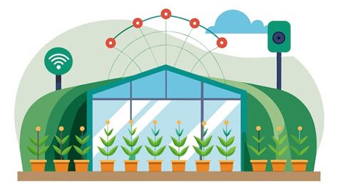 Premium Vector A Greenhouse Filled With Specialized Sensors Is Linked To An Aipowered Harvest