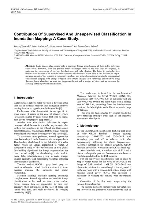 Pdf Contribution Of Supervised And Unsupervised Classification In Inundation Mapping A Case Study