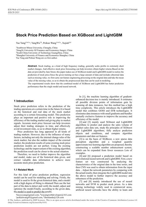 Pdf Stock Price Prediction Based On Xgboost And Lightgbm