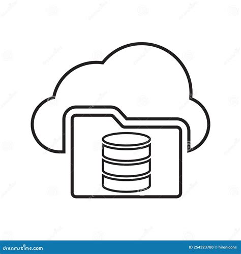 File Storage Cloud Database Outline Icon Line Art Vector Stock