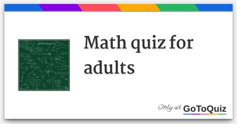 Math Quiz For Adults