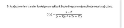 Solved Draw The Bode Diagram Of The Transfer Function Given Chegg