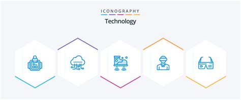 Technology 25 Blue Icon Pack Including Computing Man Wifi Technology
