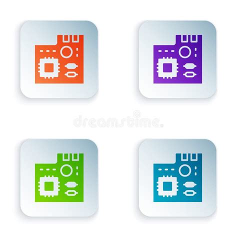 彩色电子计算机组件主板白背景中突显的数字芯片集成科学图标 向量例证 插画 包括有 会议室 集成 273897623