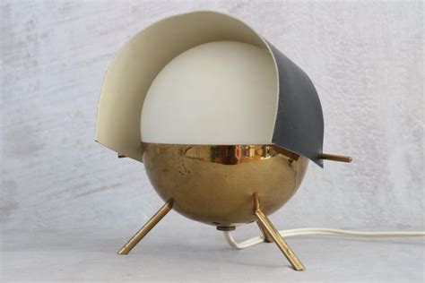 Rare 1950s Stilux Milano Brass And Opaline Glass Tripod Table Lamp For Sale At 1stdibs