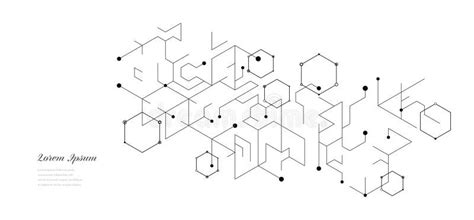 Abstract Black White Hexagon Geometric Circuit Background Scientific Technology Network