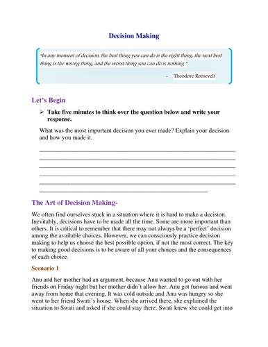 Decision Making Teaching Resources