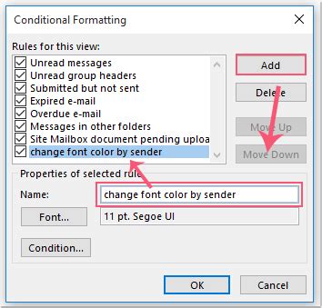 How To Change The Font Color Of Incoming Messages Based On Sender Or Subject In Outlook