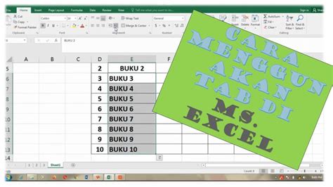 Cara Menggunakan Tab Di Ms Excel Youtube