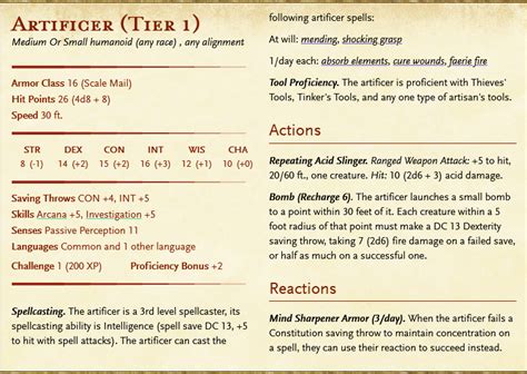 Artificer Npcs And How To Use Them For Every Tier Of Play — Empty Hexes 5e Content For Dms