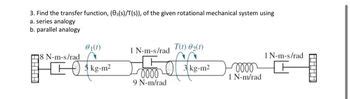 Answered 3 Find The Transfer Function 03 S T S Of The Given Rotational Mechanical System