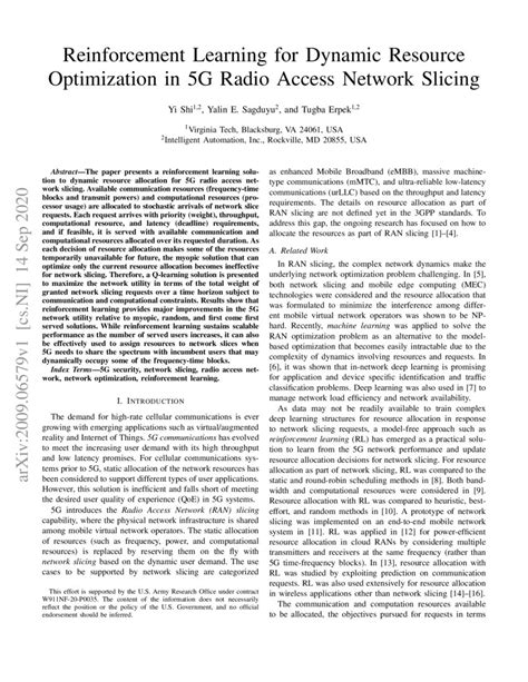 reinforcement learning for dynamic resource optimization in 5g radio