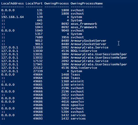 Get All Listening Ports And The Owning Process Name