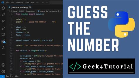 Guess The Number Game In Python Python For Beginners Youtube