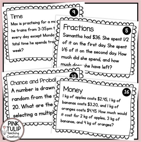 Maths Problem Solving Worded Question Task Cards Etsy