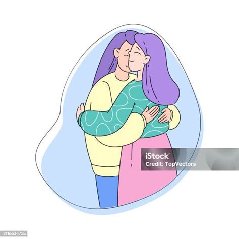 2 여자 성격 위로 만지고 포옹 서로 따뜻하게 벡터 일러스트 감정에 대한 스톡 벡터 아트 및 기타 이미지 감정 개념 격려