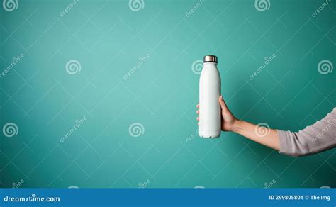 Hand Holding Steel Water Bottle Ai Generated Flask Mockup Stock Image Image Of Composition