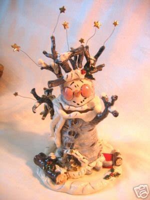 Blue Sky Clayworks Christmas White Birch Tree Snowman 19783193