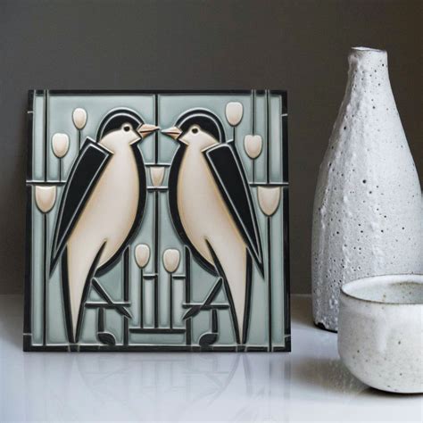 Winter Swallows Mackintosh Art Deco Nouveau Decor Tile Zazzle Art